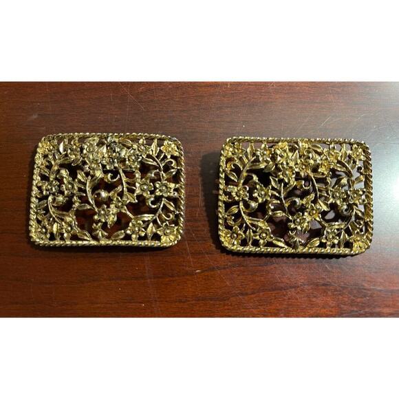 Unbranded | Jewelry | Vintage Square Metal Shoe Clips Gold Tone ...